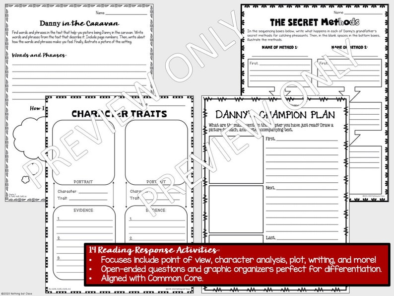 Danny the Champion of the World | Reading Response Activities and ...