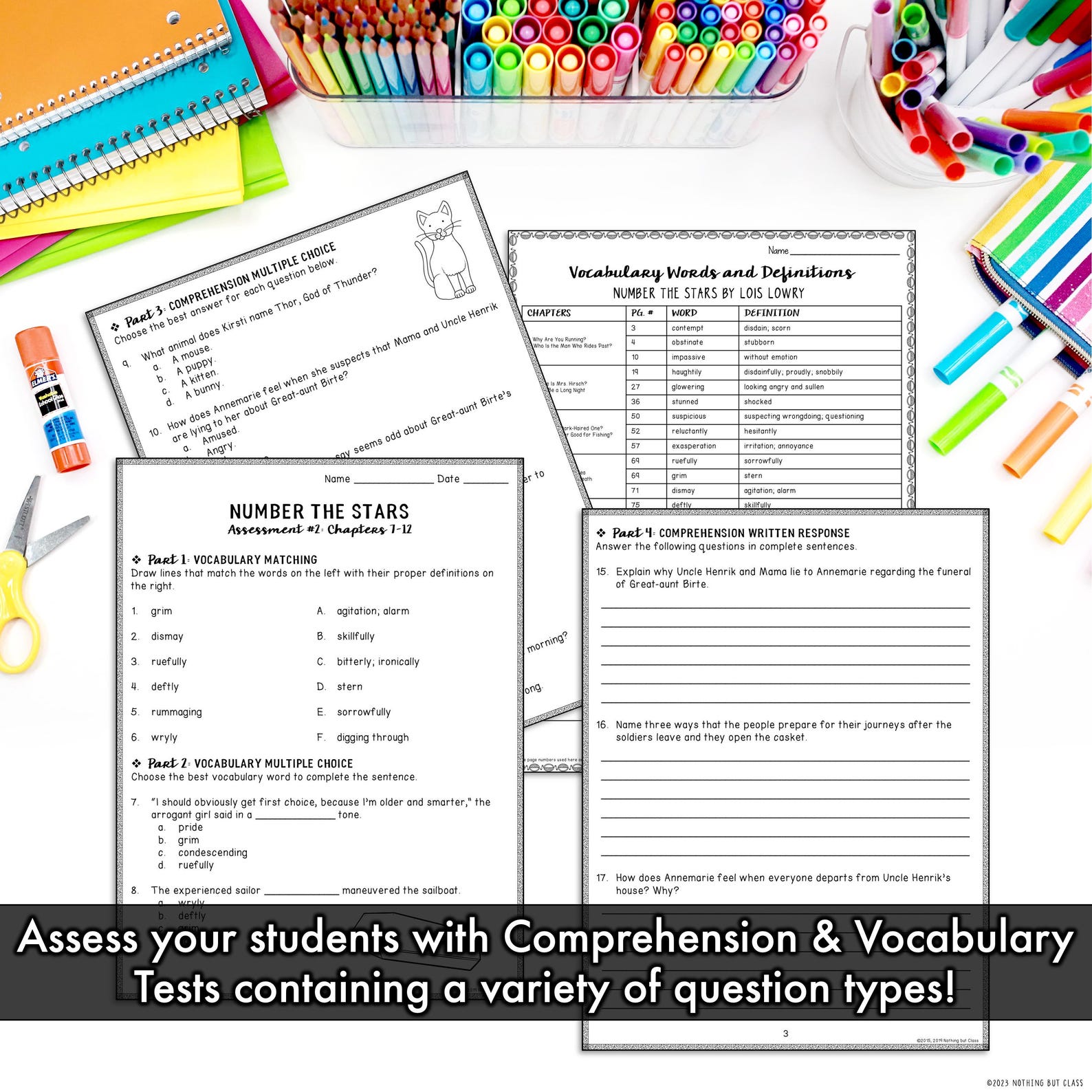 Number the Stars - Tests | Quizzes | Assessments for Novel Study - Etsy