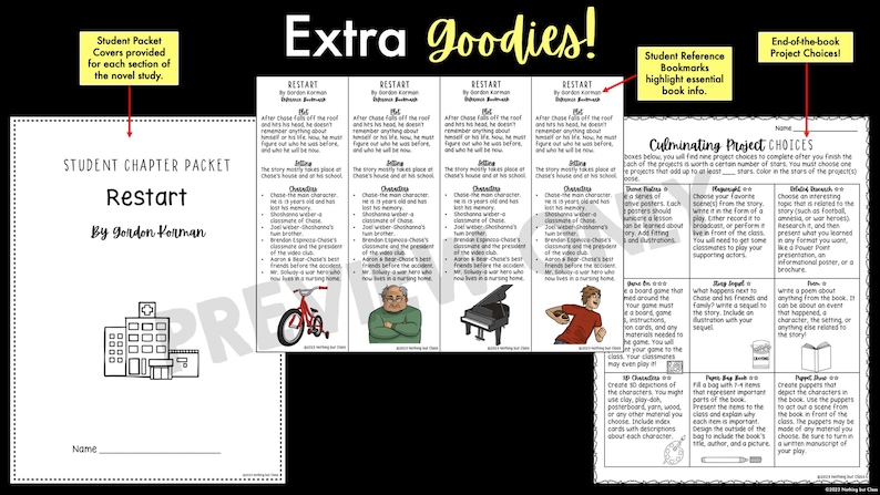 Restart Novel Study Unit | Literature Guide | Comprehension Worksheets ...