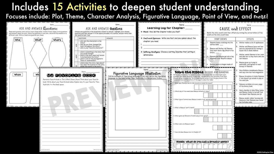 Beezus and Ramona | Reading Response Activities and Projects | Guided ...