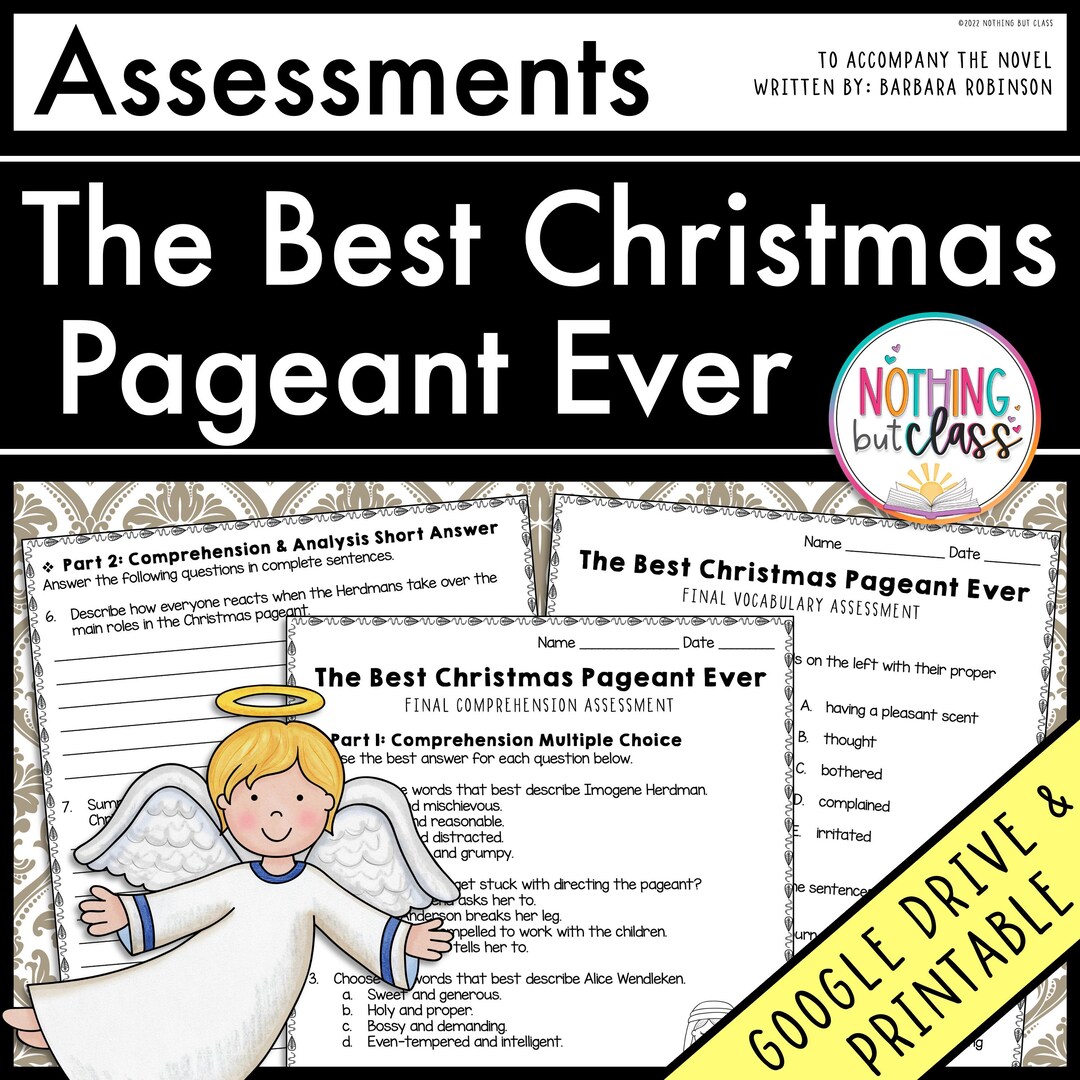 The Best Christmas Pageant Ever Tests | Quizzes | Assessments for Novel ...