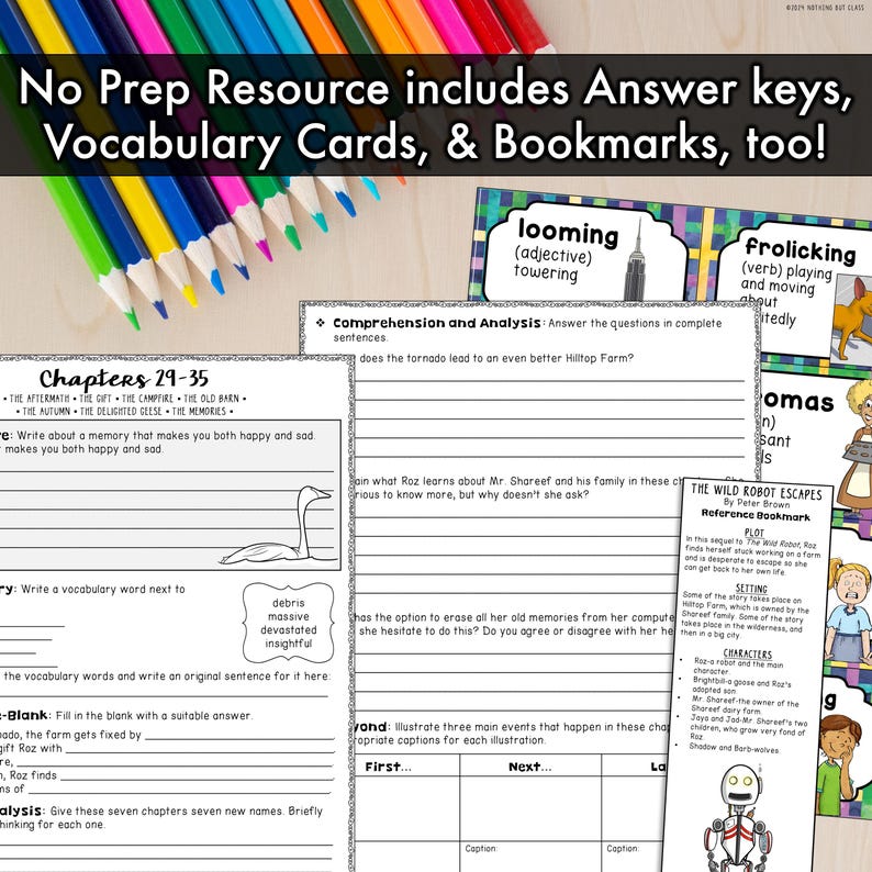 The Wild Robot Escapes | Comprehension and Vocabulary by Chapter ...