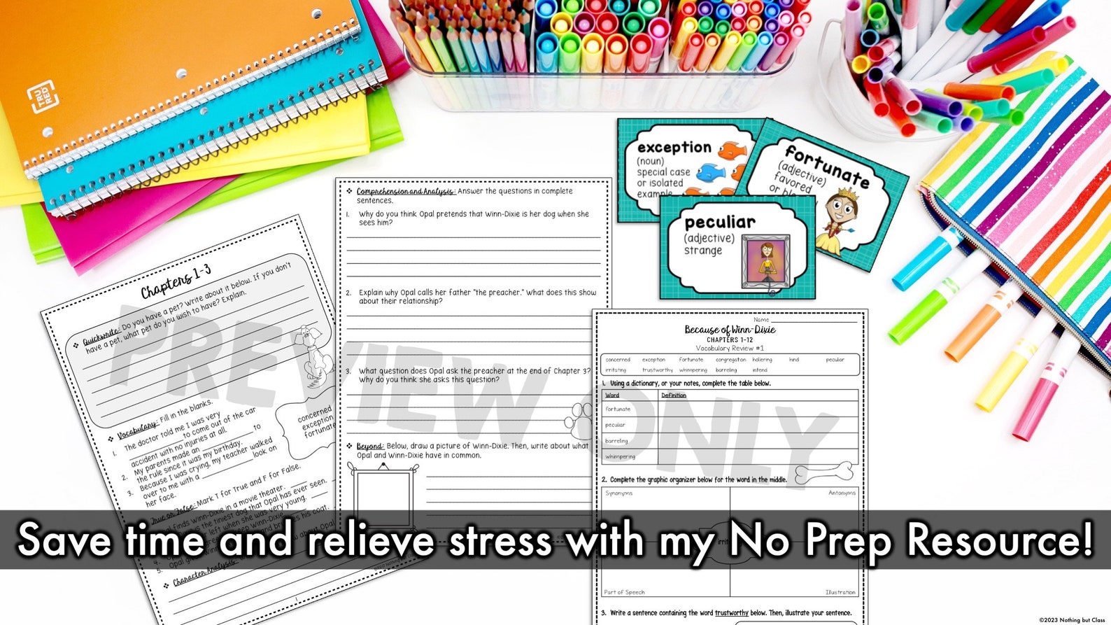 Because of Winn-dixie Comprehension and Vocabulary by Chapter Guided ...