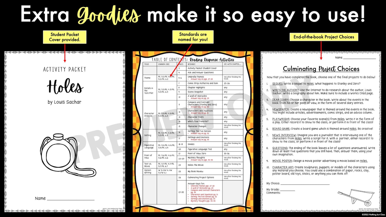 Holes | Reading Response Activities and Projects | Resources for Novel ...