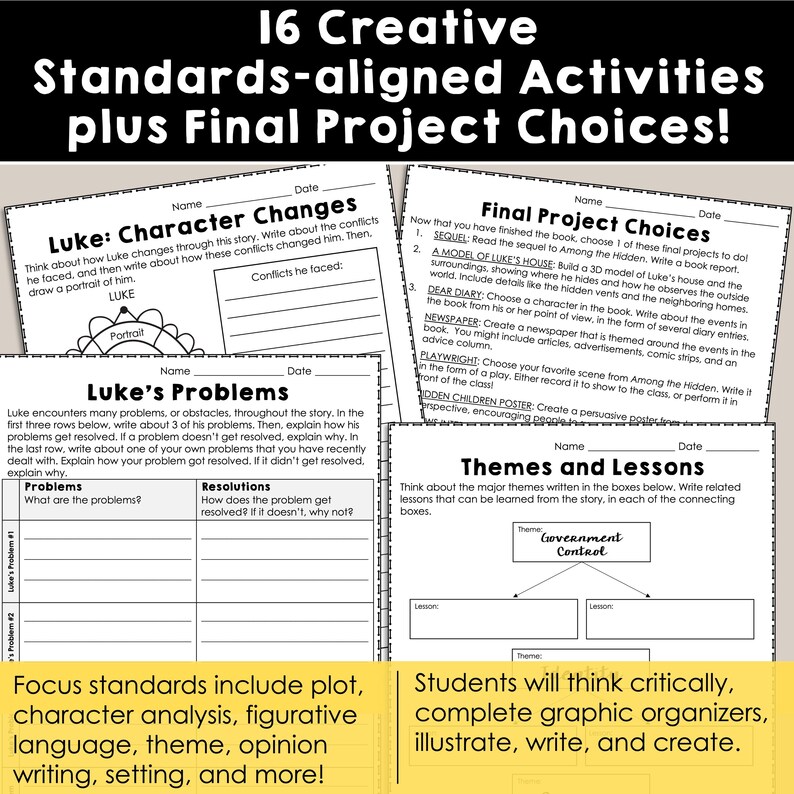 Among the Hidden | Reading Response Activities and Projects | Resources ...