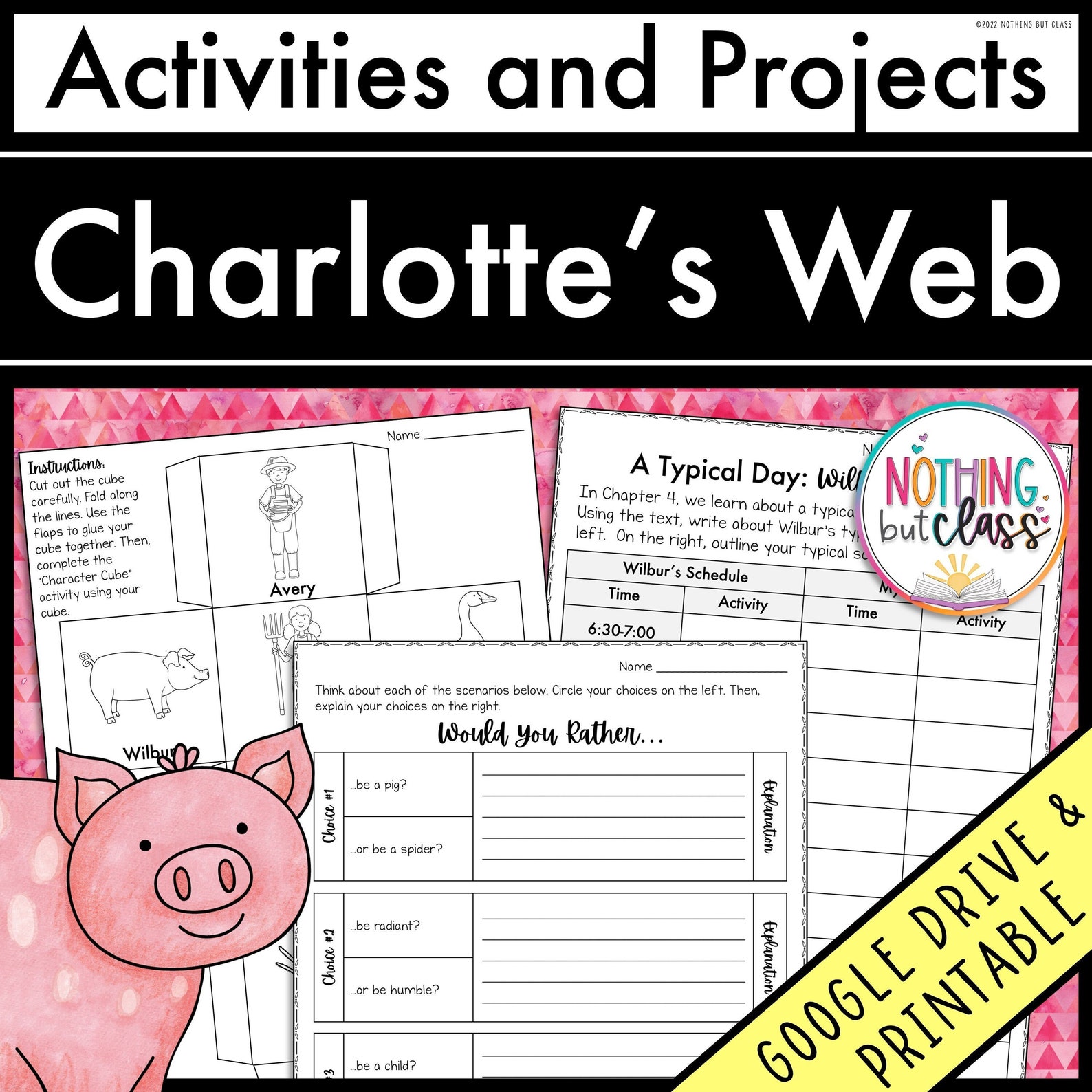 Charlotte's Web | Reading Response Activities and Projects | Guided ...