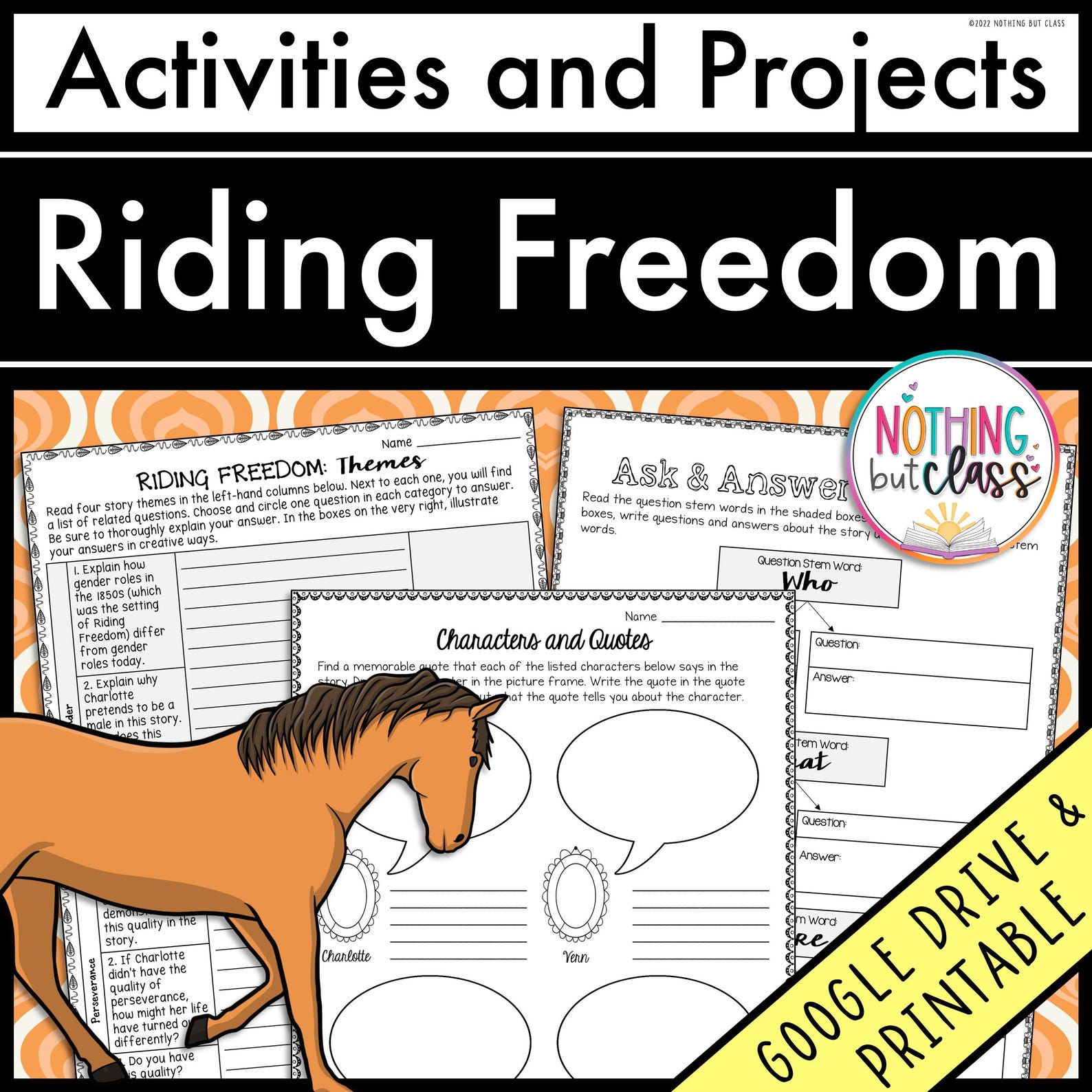 Riding Freedom | Reading Response Activities and Projects | Guided ...