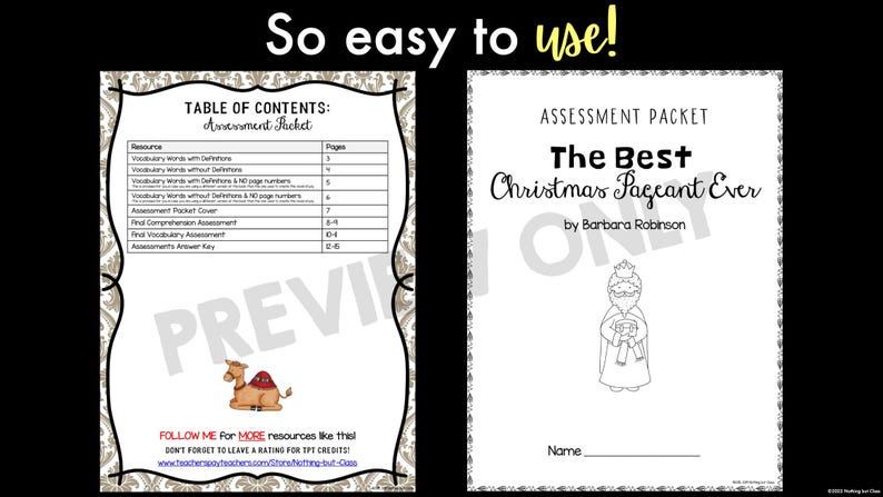 The Best Christmas Pageant Ever Tests | Quizzes | Assessments for Novel ...