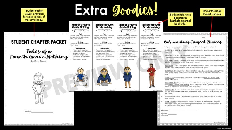 Tales of a Fourth Grade Nothing Novel Study Unit | Literature Guide ...