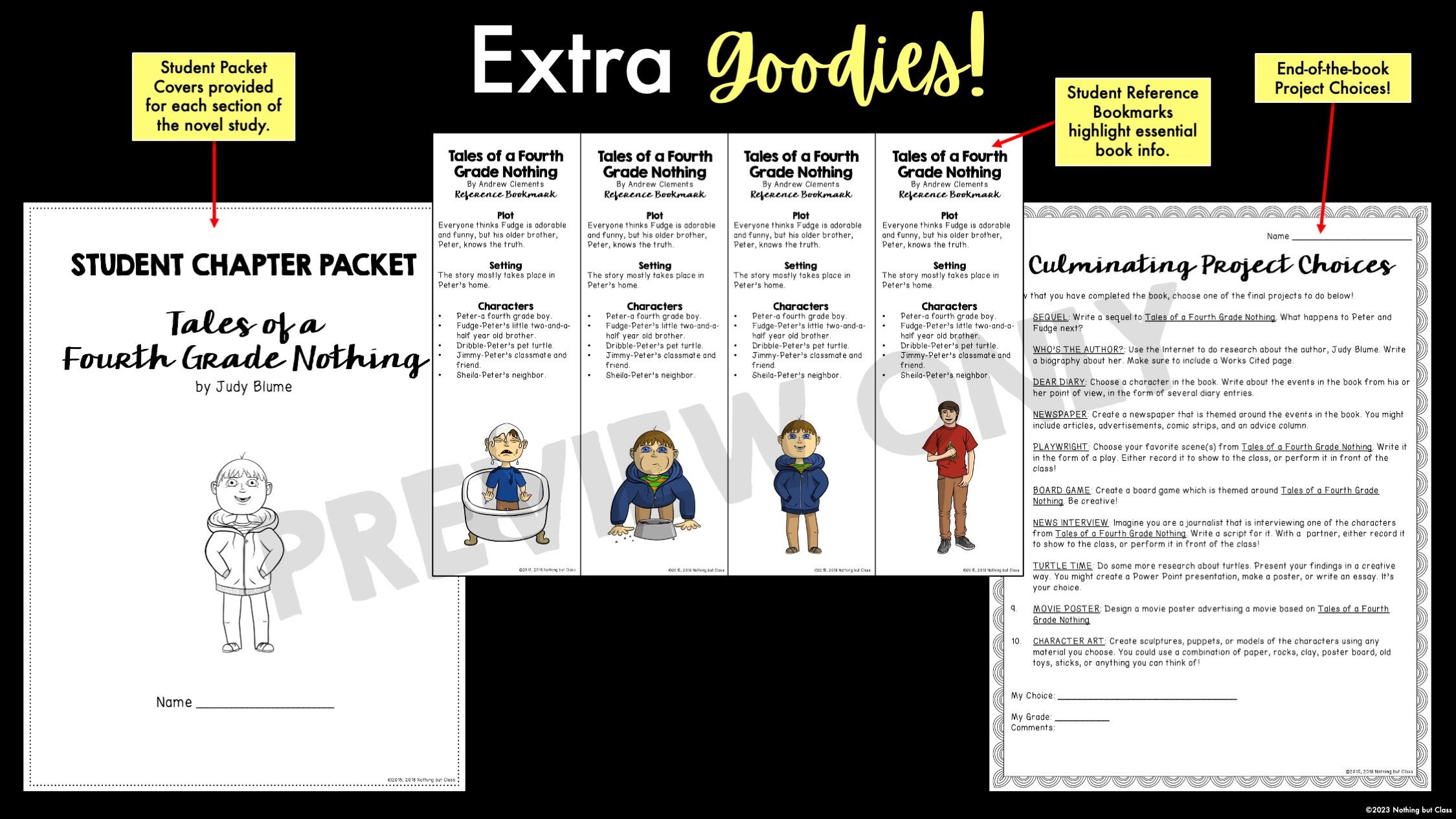 Tales of a Fourth Grade Nothing Novel Study Unit Literature Guide ...