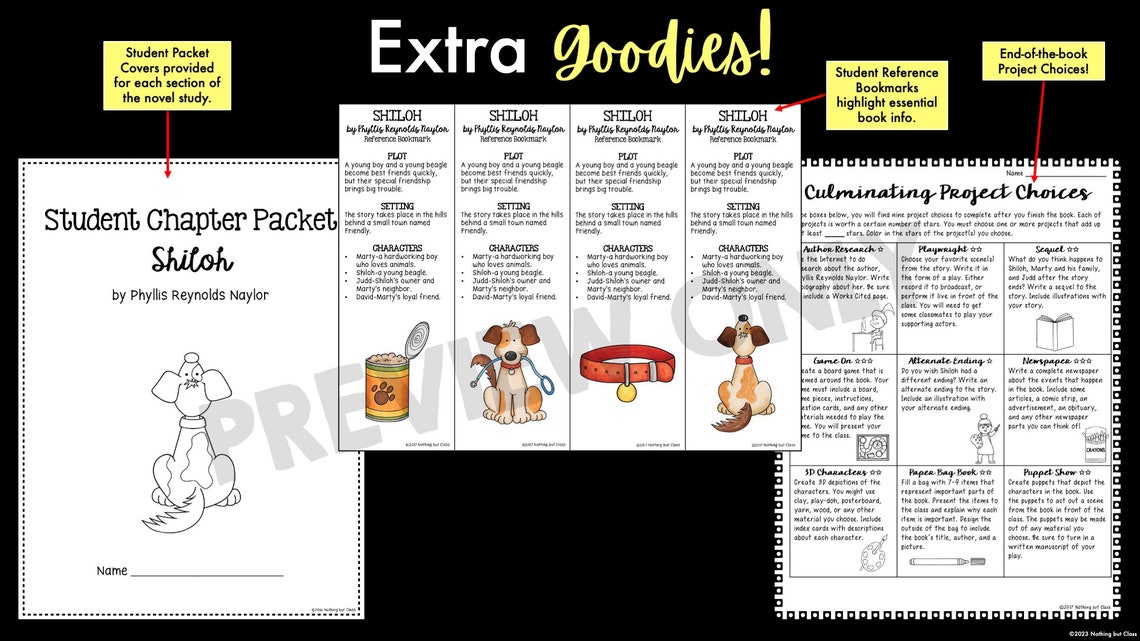 Shiloh Novel Study Unit | Literature Guide | Comprehension Worksheets ...