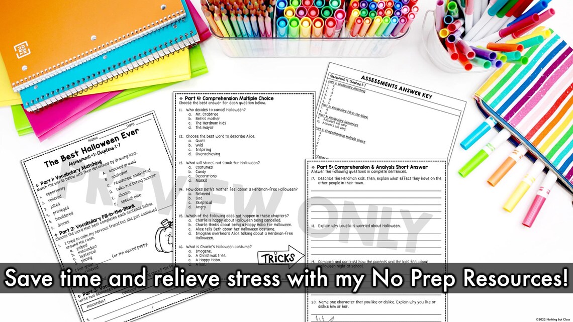 The Best Halloween Ever Tests | Quizzes | Assessments for Novel Study ...