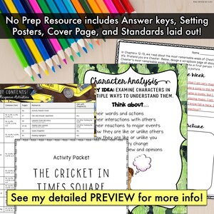 The Cricket in Times Square | Reading Response Activities and Projects ...