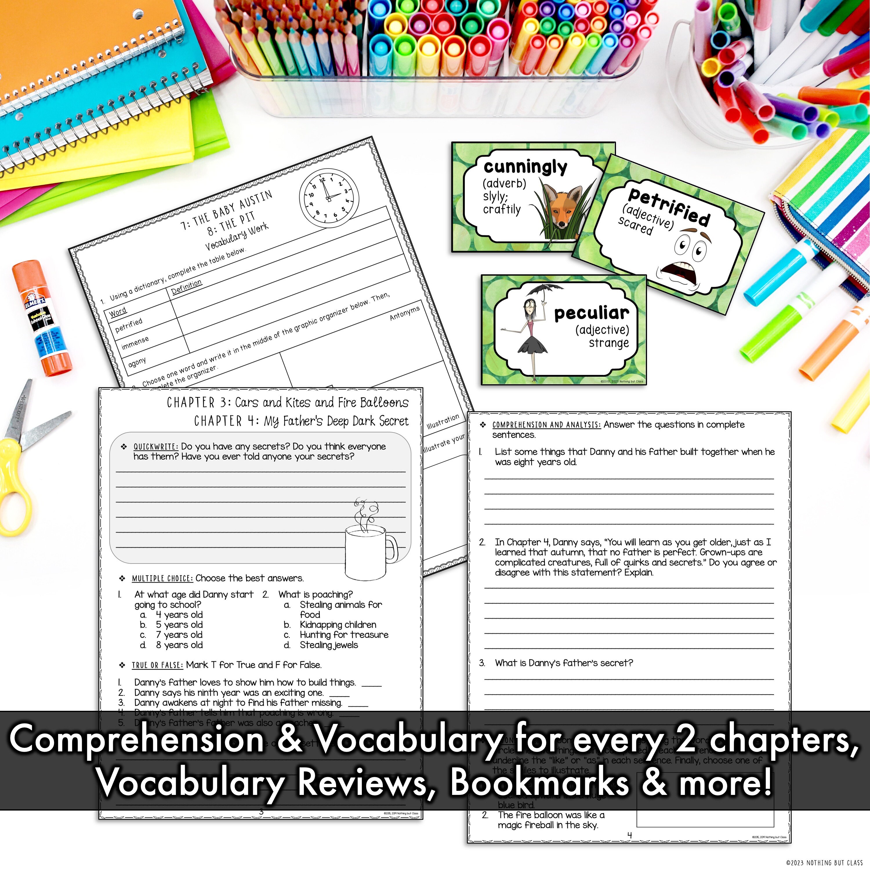 Danny the Champion of the World Comprehension and Vocabulary by Chapter ...