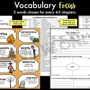 Holes | Comprehension and Vocabulary by Chapter | Guided Reading ...