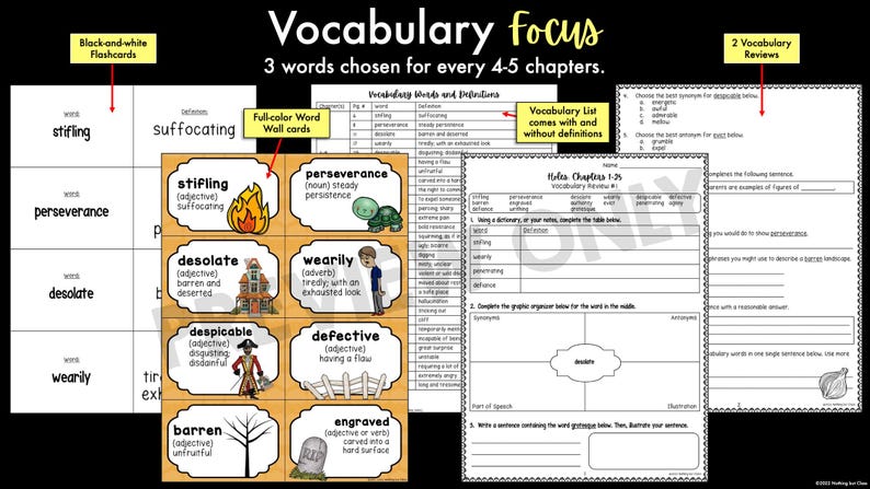 Holes | Comprehension and Vocabulary by Chapter | Guided Reading ...