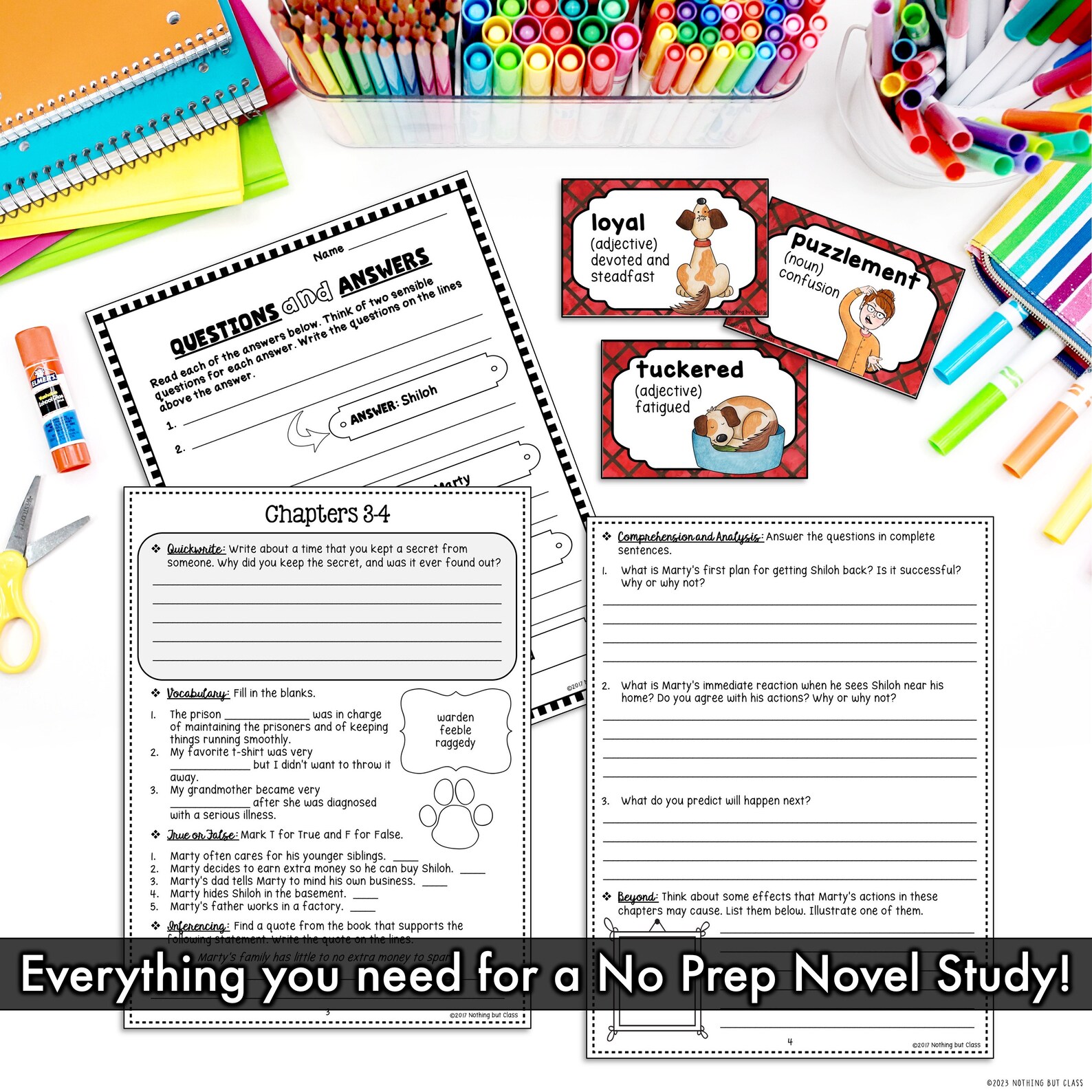 Shiloh Novel Study Unit | Literature Guide | Comprehension Worksheets ...