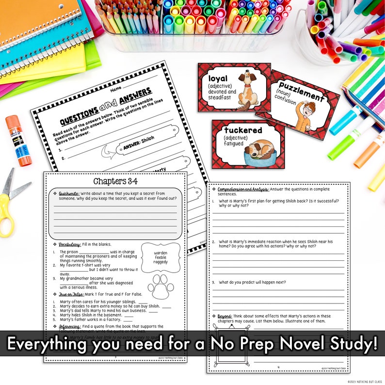 Shiloh Novel Study Unit | Literature Guide | Comprehension Worksheets ...