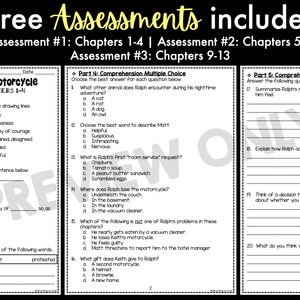 The Mouse and the Motorcycle Novel Study Unit | Literature Guide ...