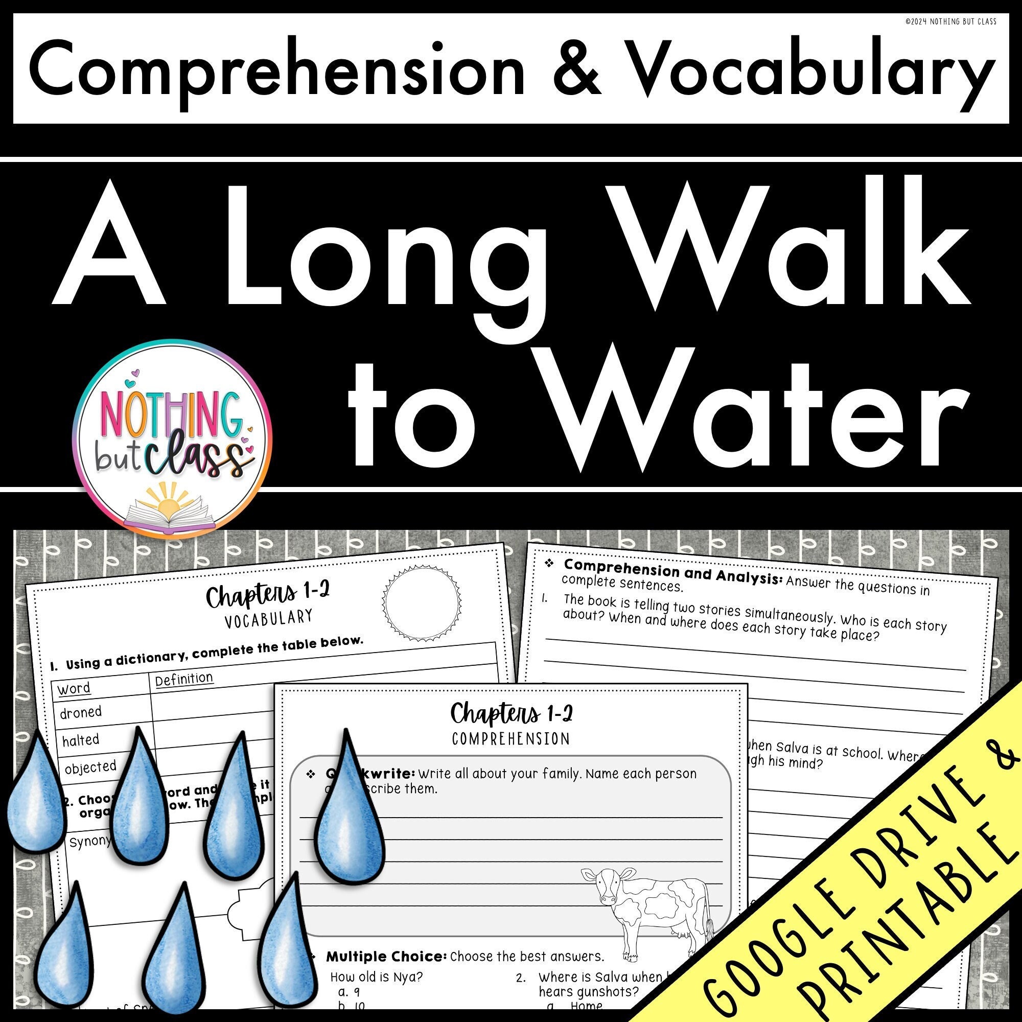 A Long Walk to Water | Comprehension and Vocabulary by Chapter | Guided ...