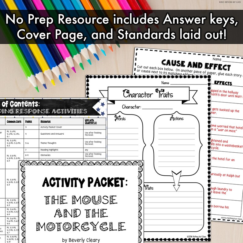 The Mouse and the Motorcycle | Reading Response Activities and Projects ...