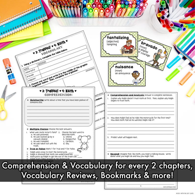 The Mouse and the Motorcycle | Comprehension and Vocabulary by Chapter ...