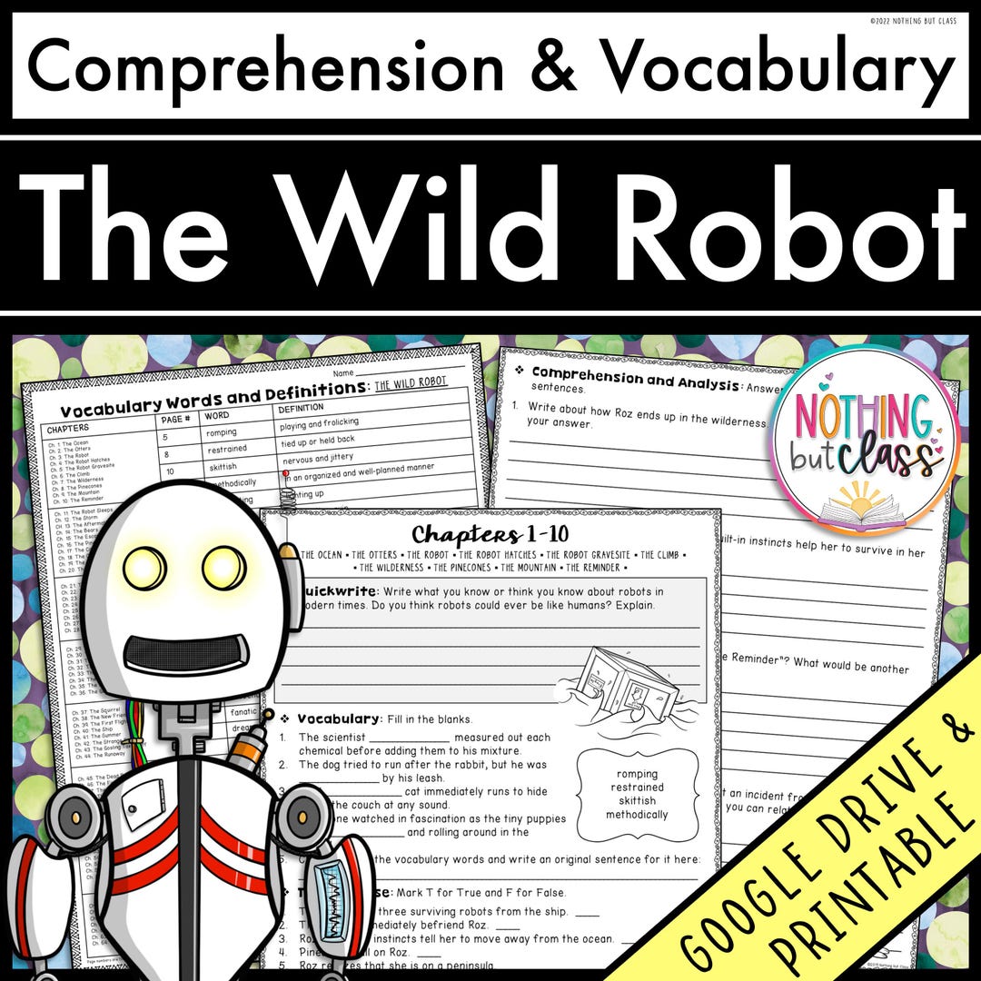 The Wild Robot | Comprehension and Vocabulary by Chapter | Guided ...