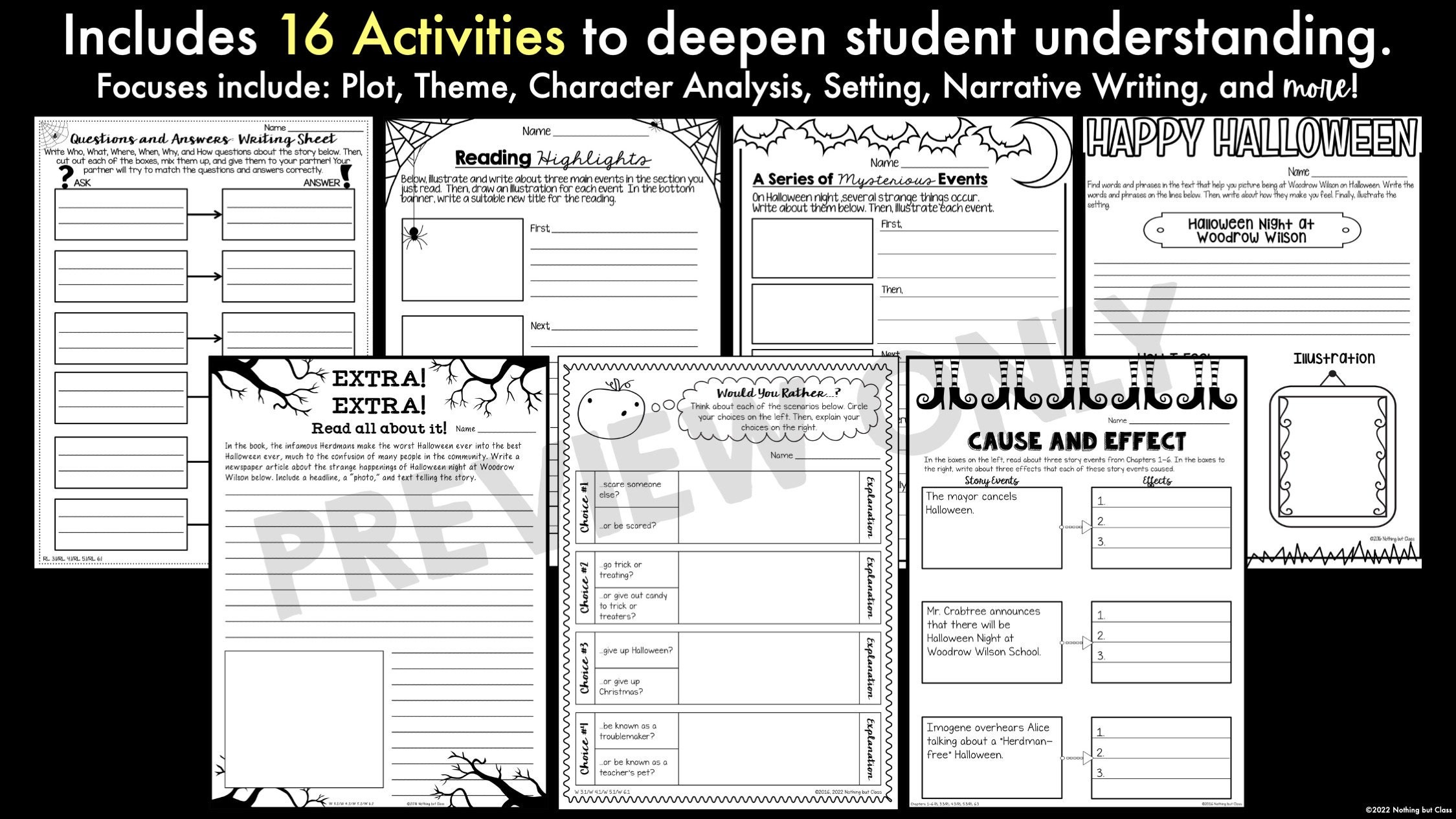 The Best Halloween Ever Novel Study Unit Literature Guide Comprehension ...