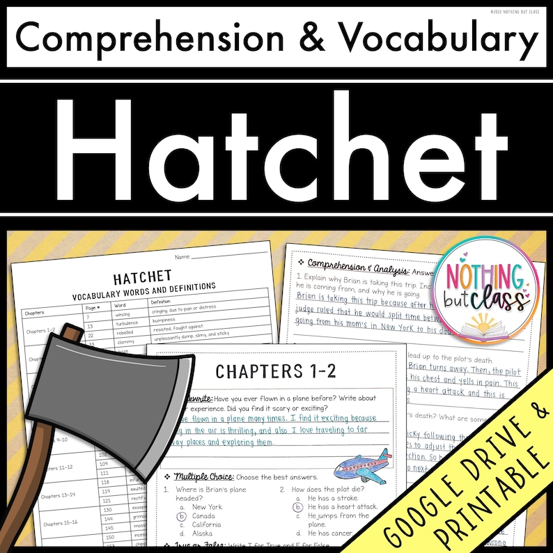Hatchet | Comprehension and Vocabulary by Chapter | Guided Reading ...