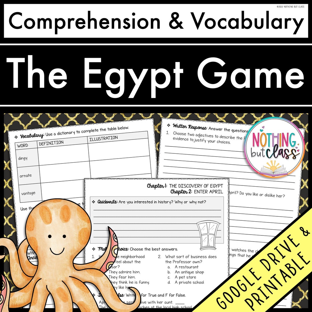 The Egypt Game | Comprehension and Vocabulary by Chapter | Guided ...