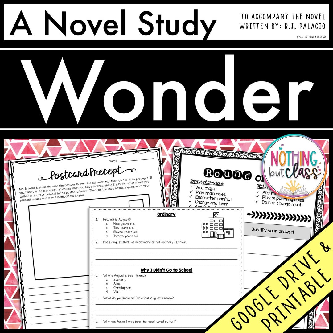 Wonder Novel Study Unit | Literature Guide | Comprehension Worksheets ...