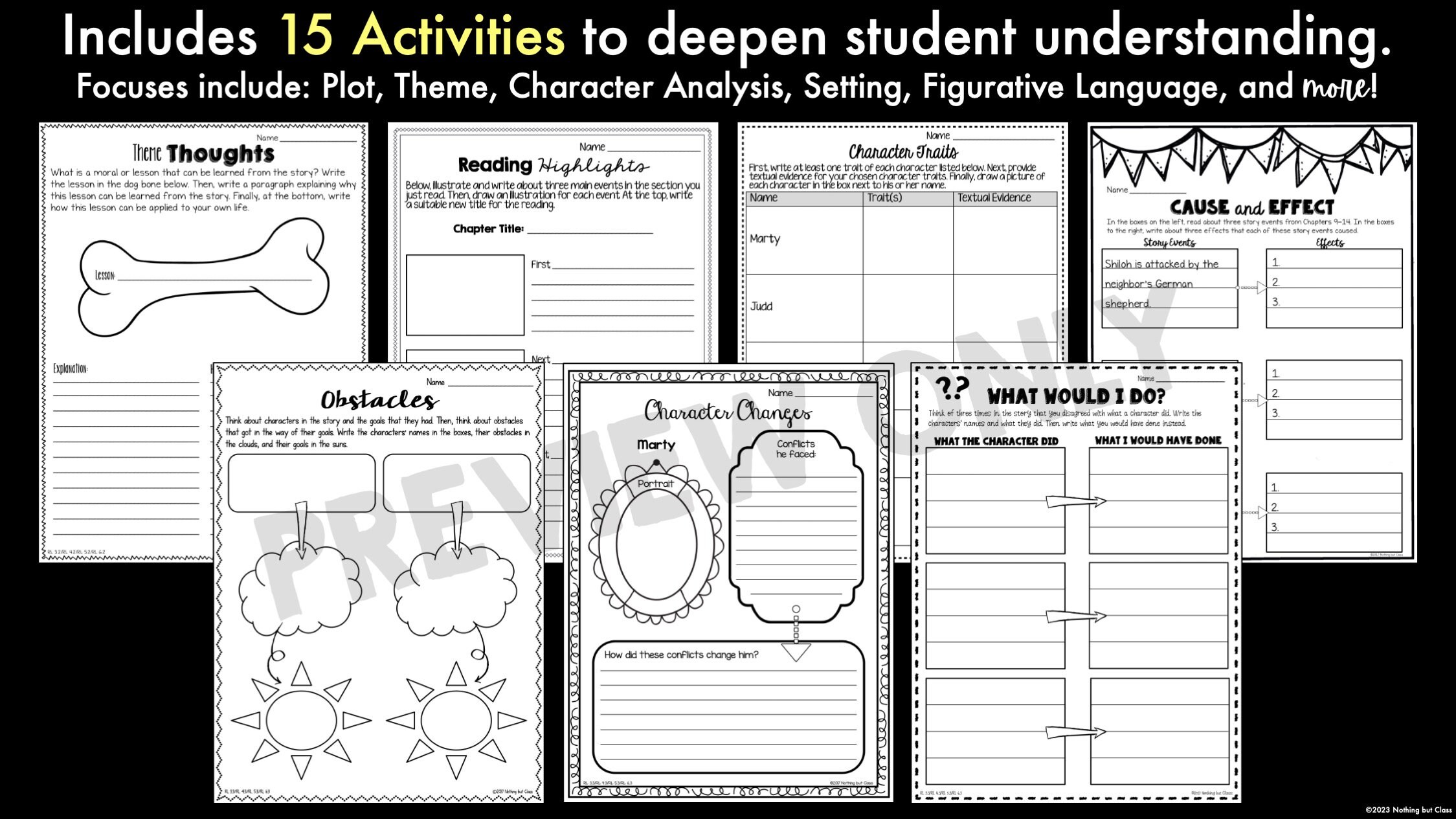 Shiloh Novel Study Unit Literature Guide Comprehension Worksheets ...