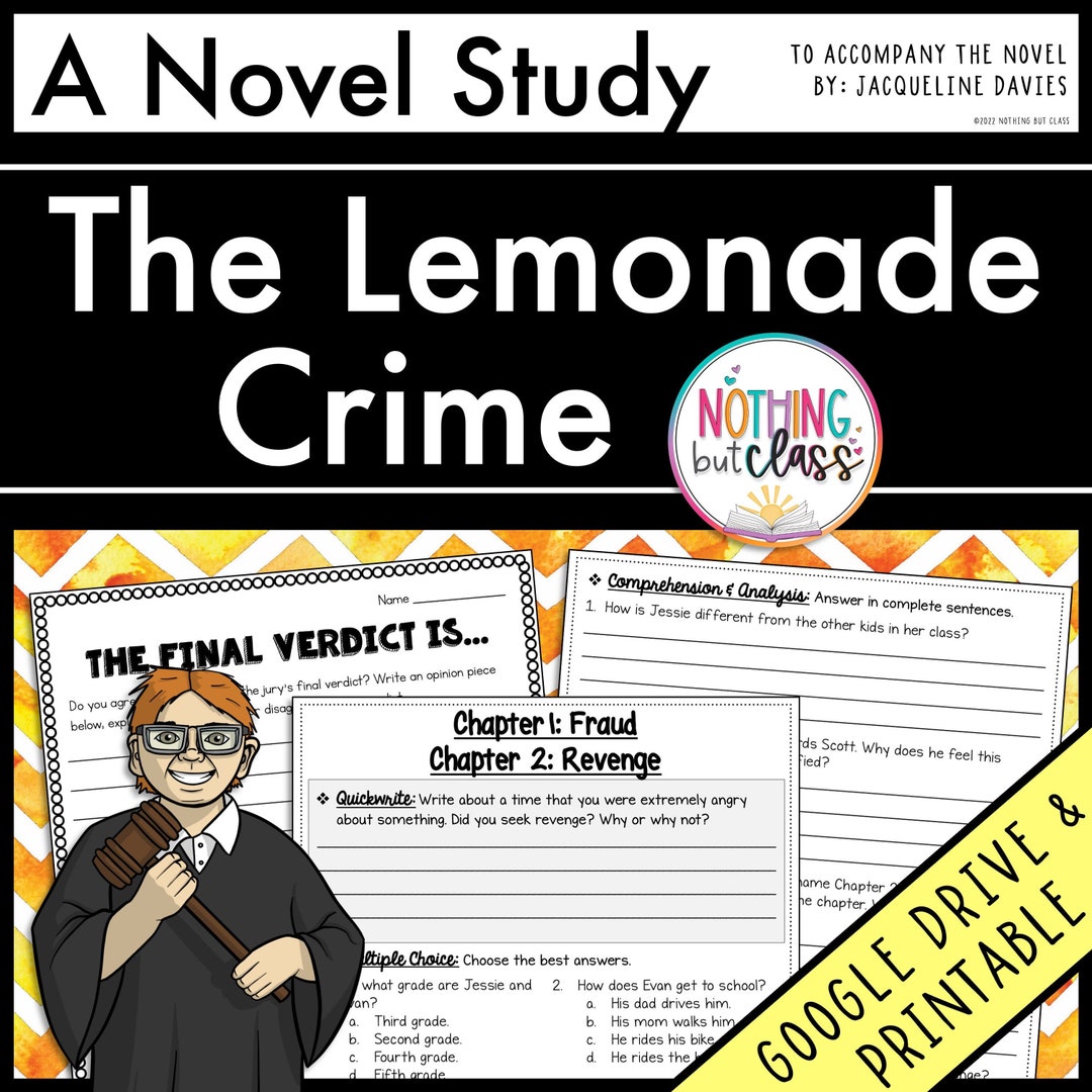The Lemonade Crime Novel Study Unit | Literature Guide | Comprehension ...