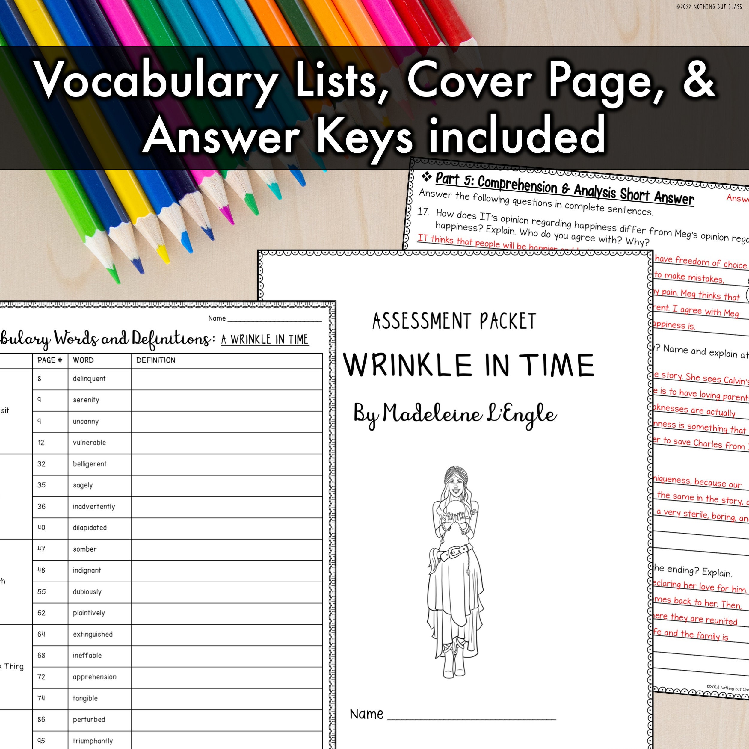 A Wrinkle in Time Tests | Quizzes | Assessments - Etsy