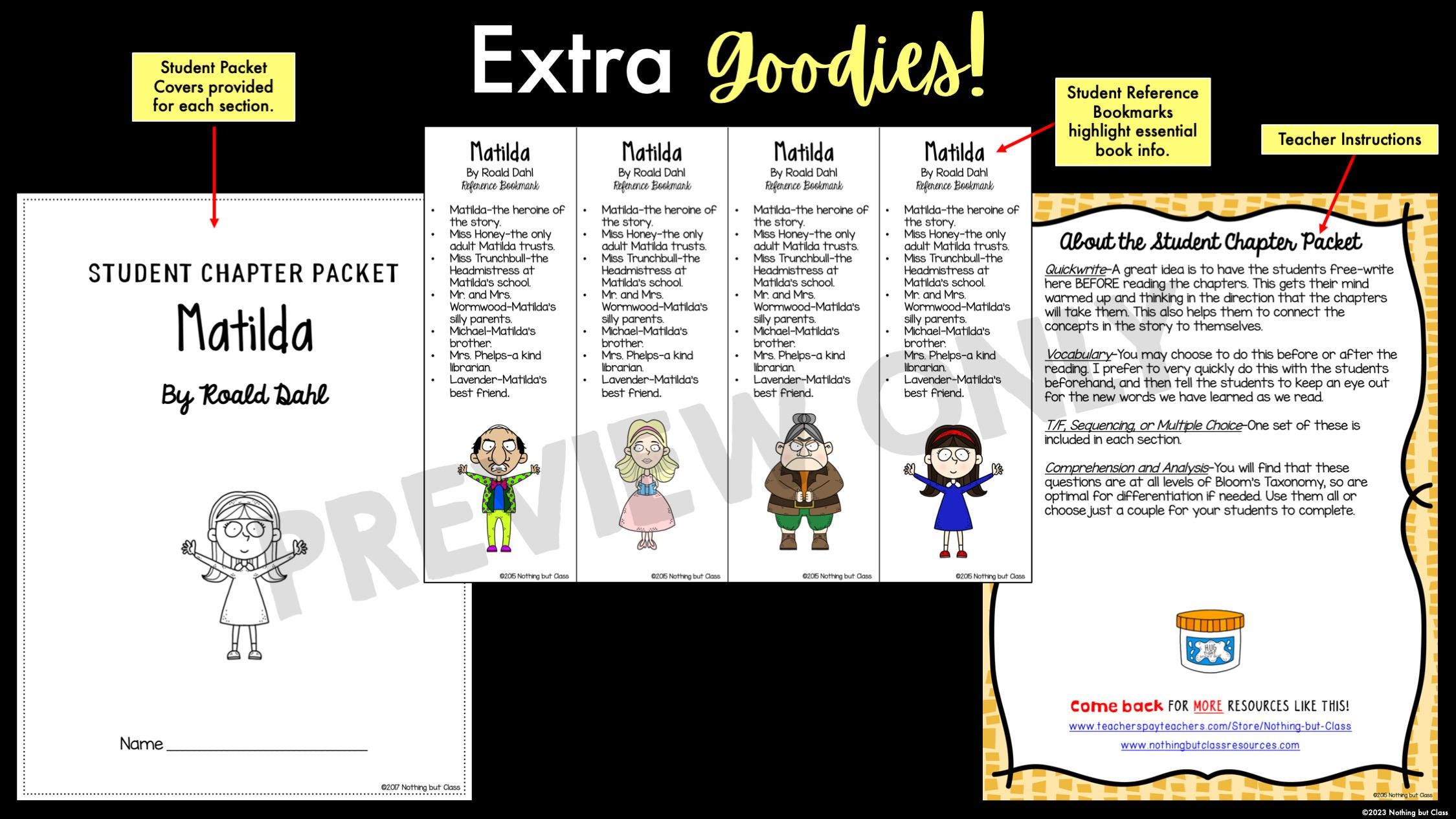 Matilda | Comprehension and Vocabulary by Chapter | Guided Reading ...