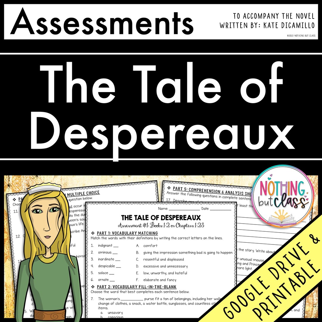 The Tale of Despereaux - Tests | Quizzes | Assessments for Novel Study ...