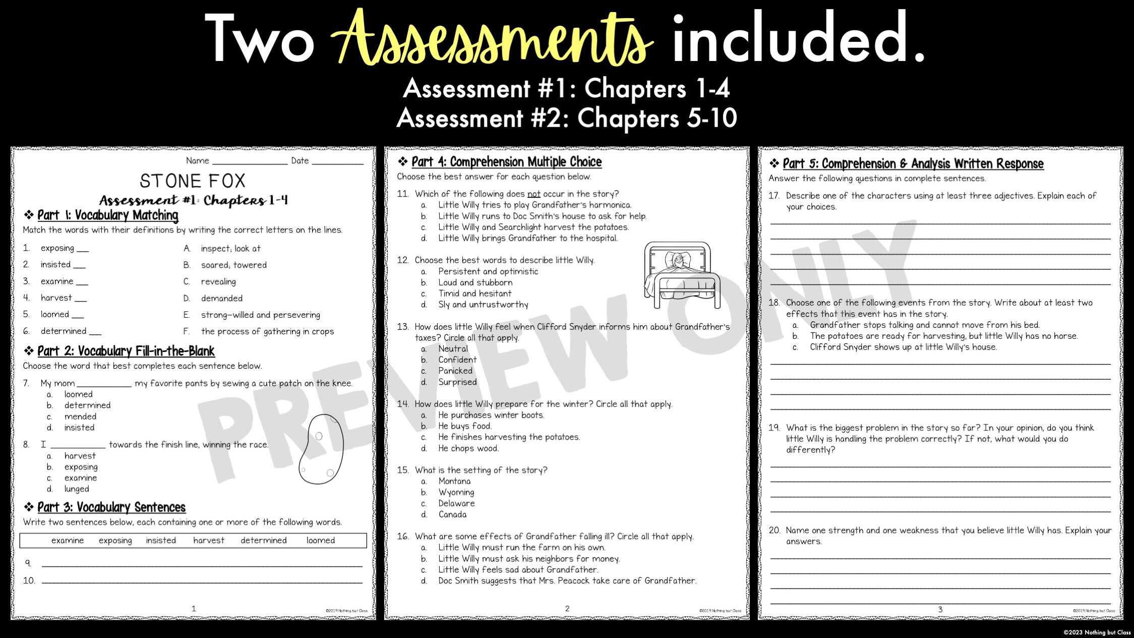 Stone Fox Novel Study Unit | Literature Guide | Comprehension ...