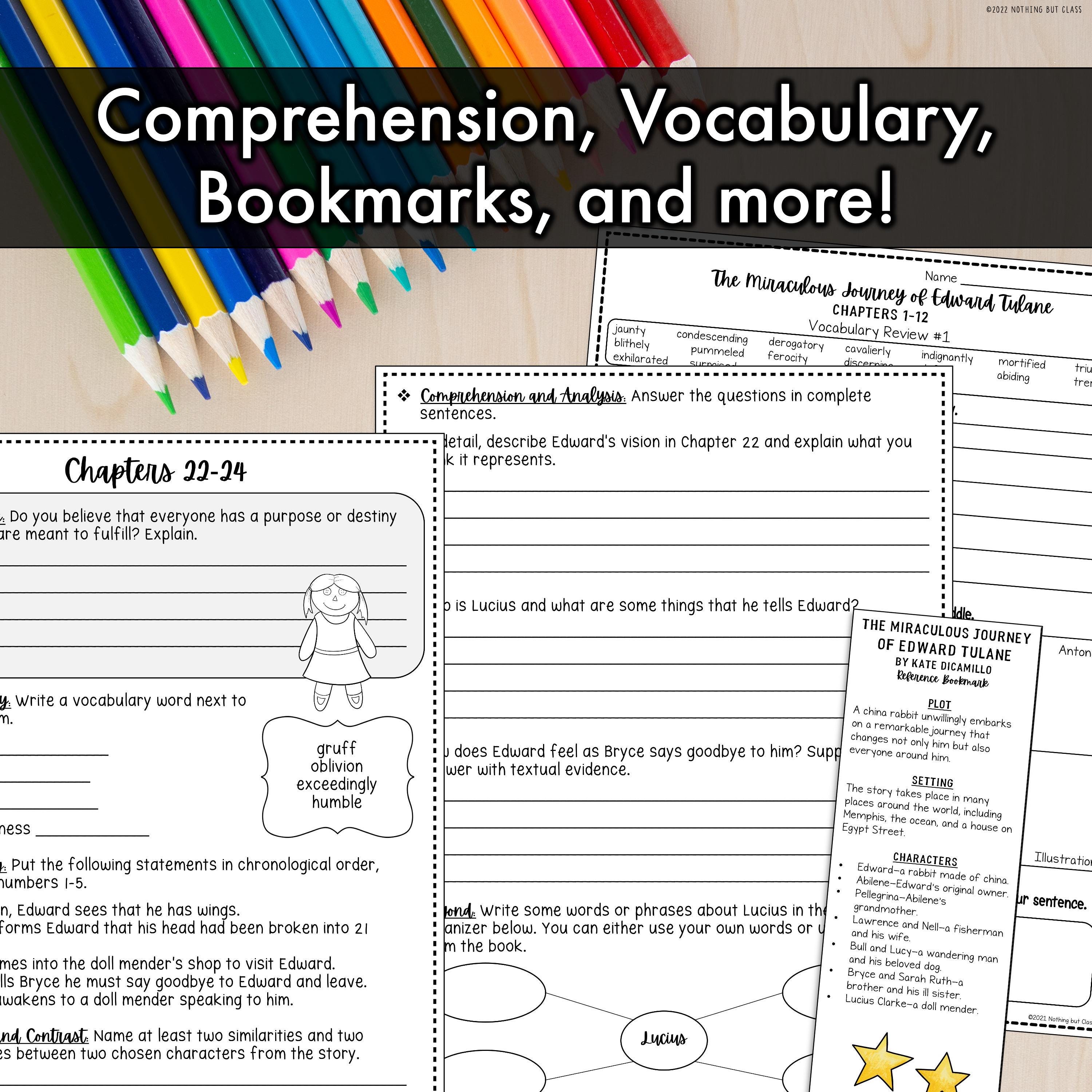 The Miraculous Journey of Edward Tulane | Comprehension and Vocabulary ...