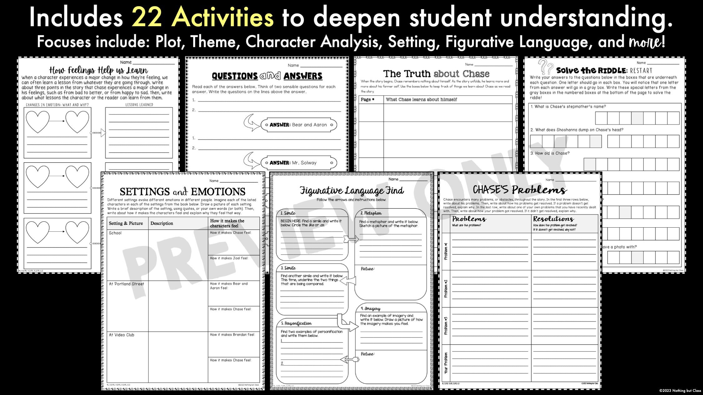 Restart Novel Study Unit Literature Guide Comprehension Worksheets ELA ...