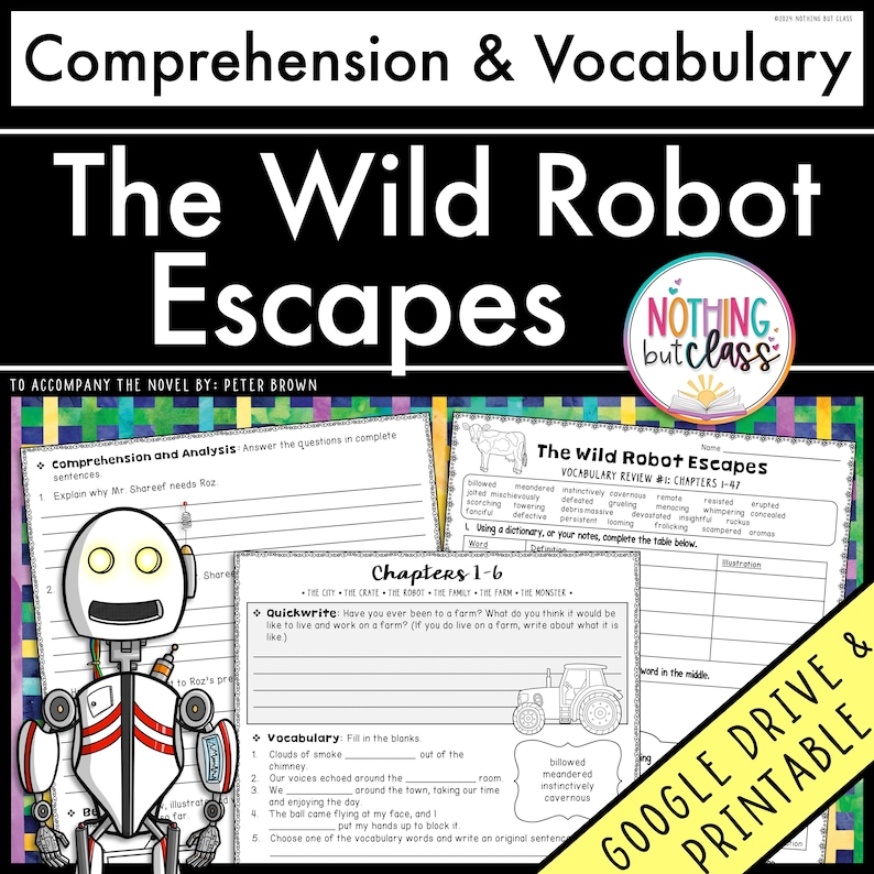 The Wild Robot Escapes | Comprehension and Vocabulary by Chapter ...