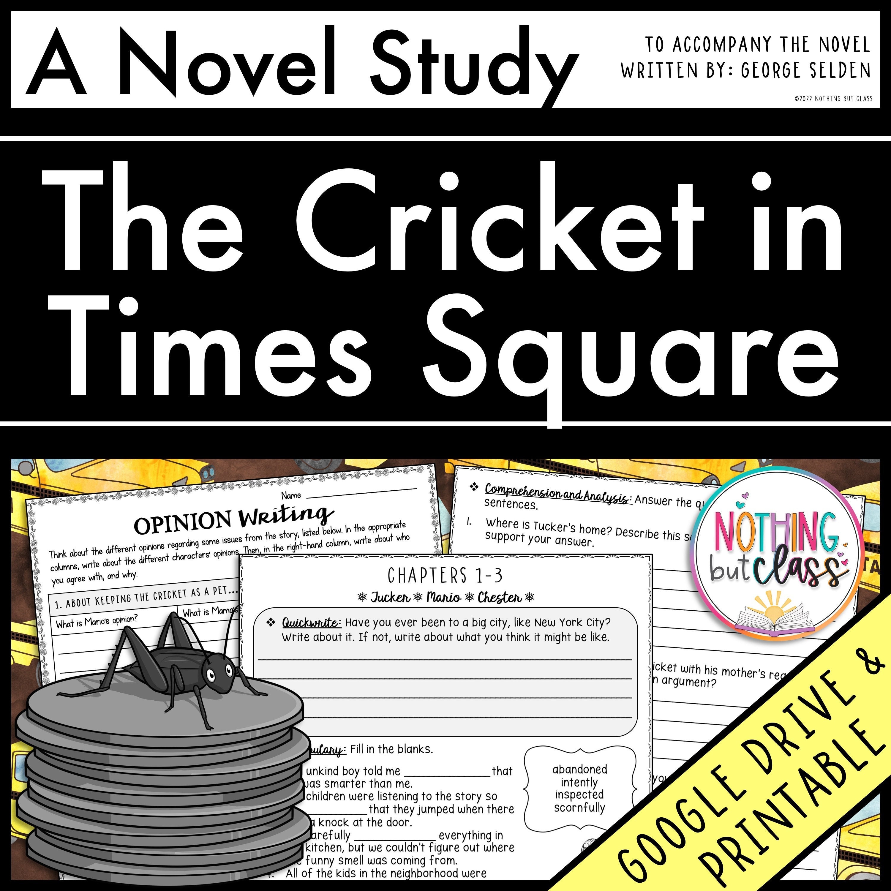 The Cricket in Times Square Novel Study Unit | Literature Guide ...