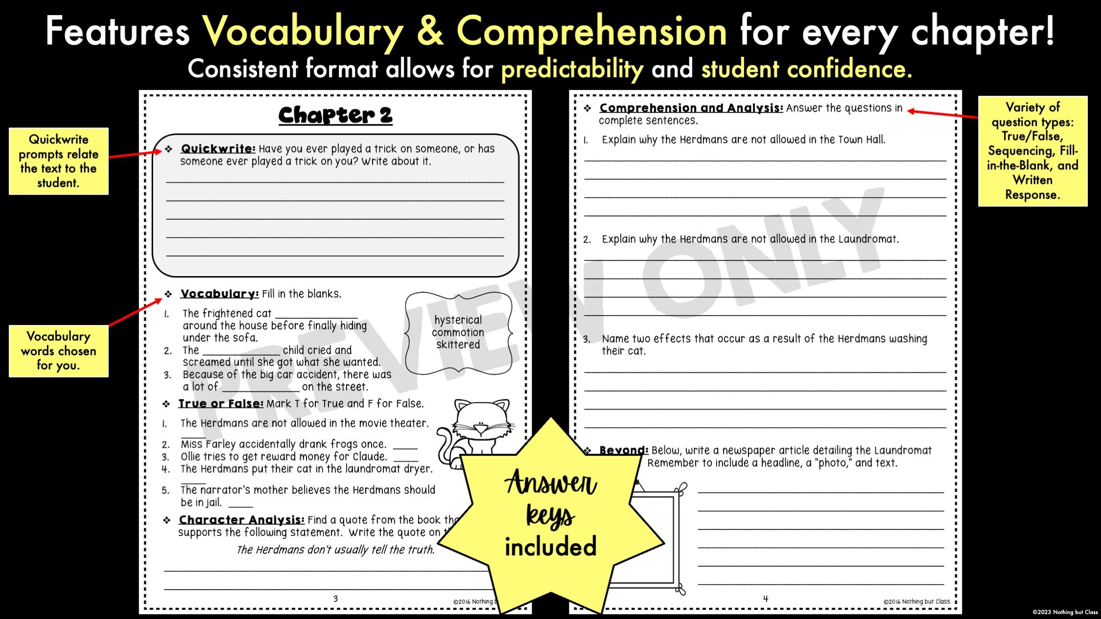 The Best School Year Ever Comprehension and Vocabulary by Chapter ...