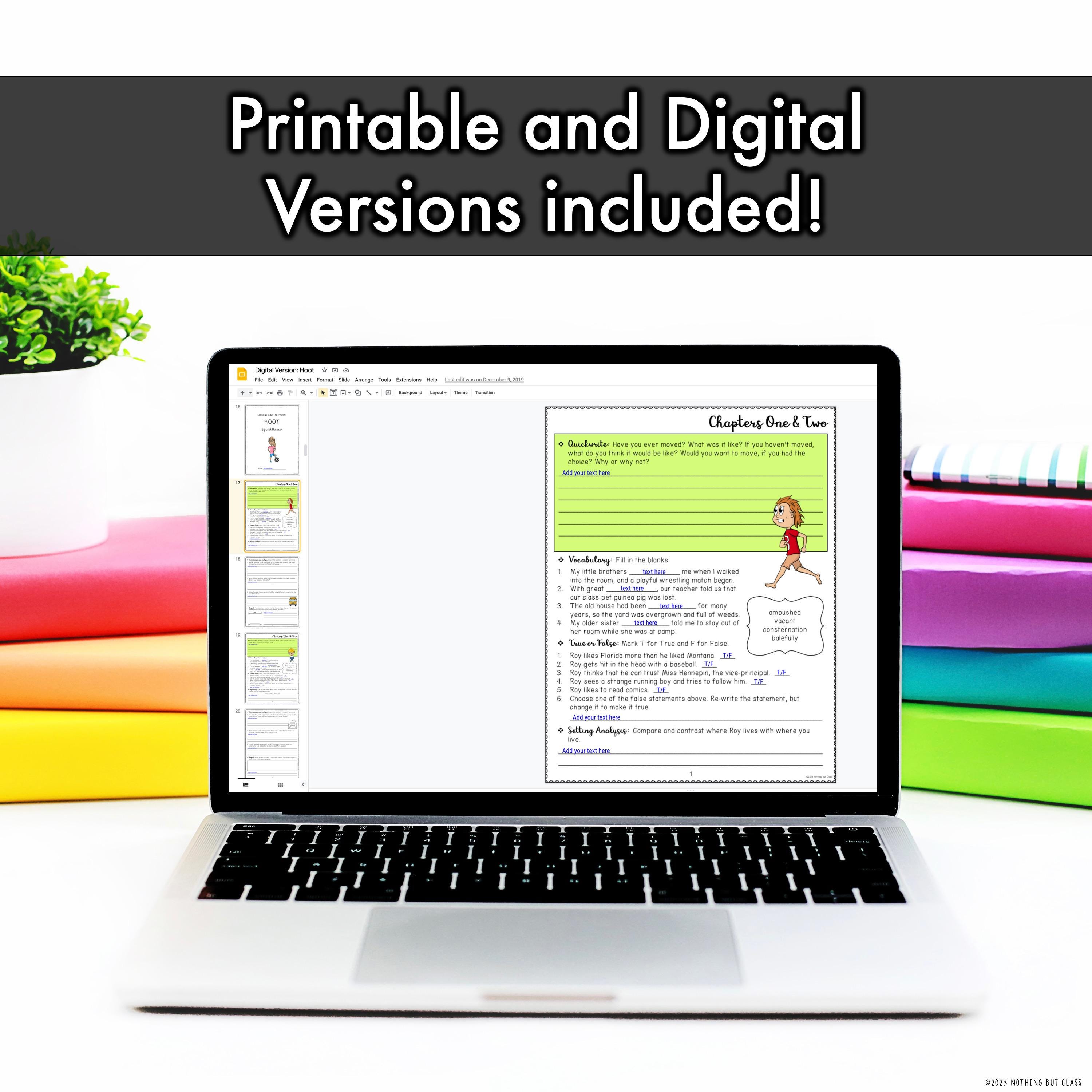 Hoot | Comprehension and Vocabulary by Chapter | Guided Reading ...