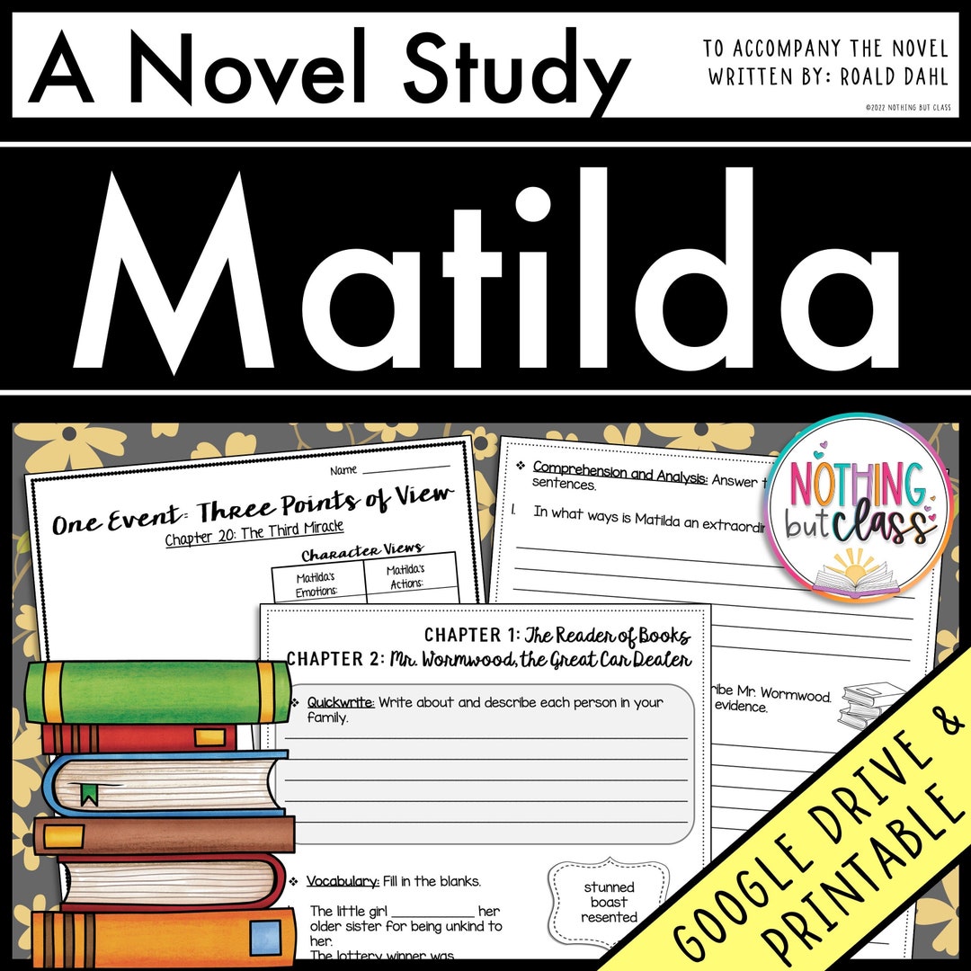 Matilda Novel Study Unit Literature Guide Comprehension Worksheets ...