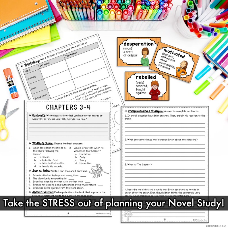 Hatchet | Comprehension and Vocabulary by Chapter | Guided Reading ...
