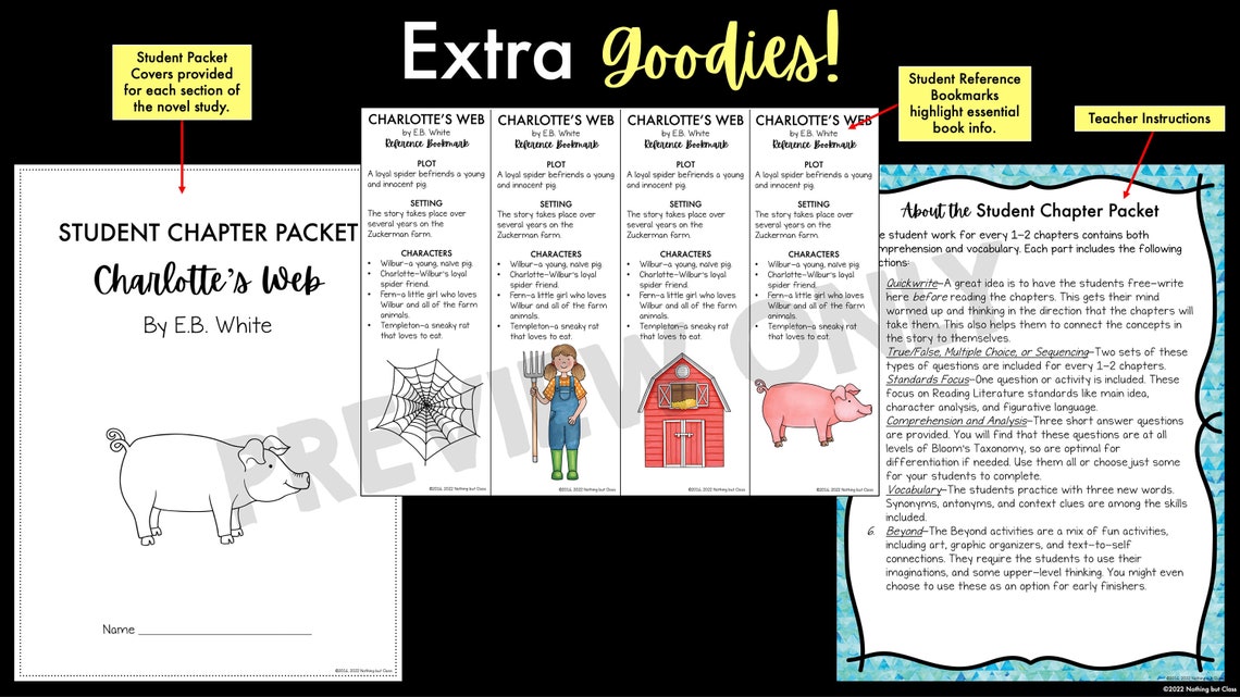 Charlotte's Web Comprehension and Vocabulary by Chapter Guided Reading ...