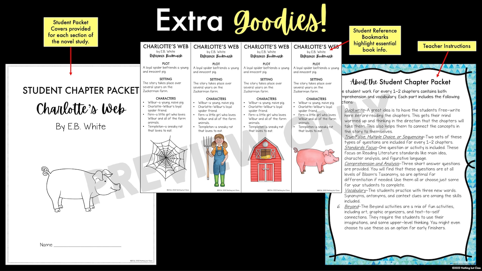 Charlotte's Web Comprehension and Vocabulary by Chapter Guided Reading ...