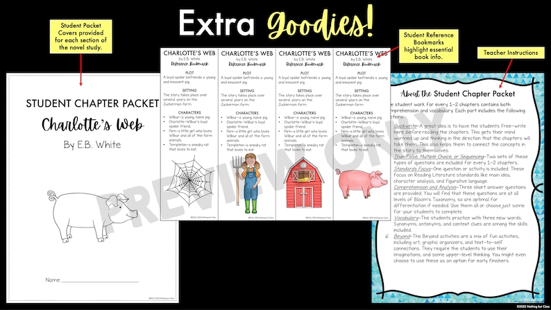 Charlotte's Web Comprehension and Vocabulary by Chapter Guided Reading ...
