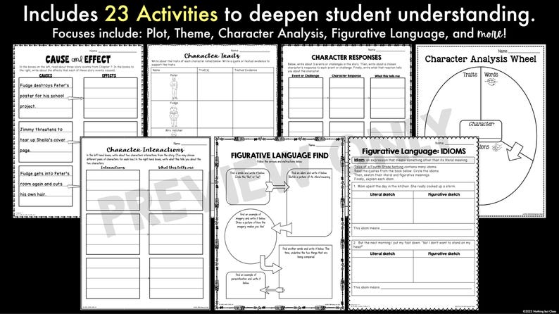 Tales of a Fourth Grade Nothing | Reading Response Activities and ...