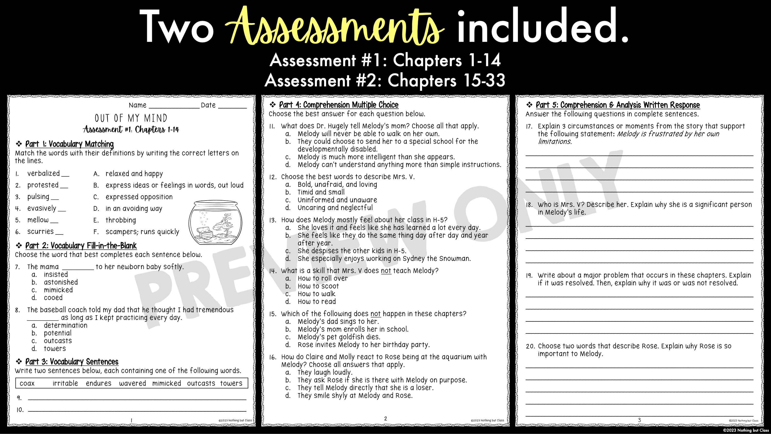 Out of My Mind Novel Study Unit | Literature Guide | Comprehension ...